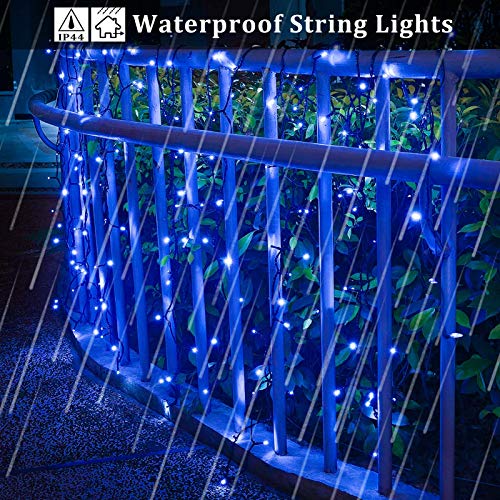 LuGlint String Lights Outdoor, 2Pack 39.4FT 100 LED Solar String Lights Outdoor,8 Modes Solar Christmas Lights for Indoor/Outdoor Tree,Patio,Garden,Christmas,Holiday,Halloween Party Decor (Blue)