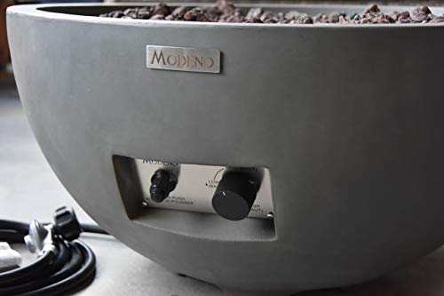 MODENO Outdoor Fire Pit Natural Gas Garden Fire Bowl, 40,000 BTU CSA Certified Firepit,Auto-Ignition System, Lava Rock&PVC Cover Included (26 x 26 x 14'', Grey)