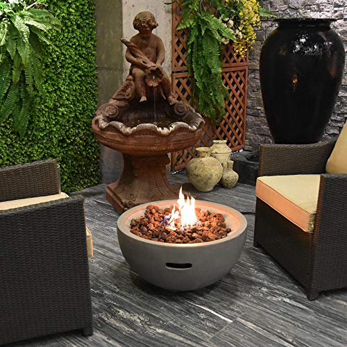 MODENO Outdoor Fire Pit Natural Gas Garden Fire Bowl, 40,000 BTU CSA Certified Firepit,Auto-Ignition System, Lava Rock&PVC Cover Included (26 x 26 x 14'', Grey)