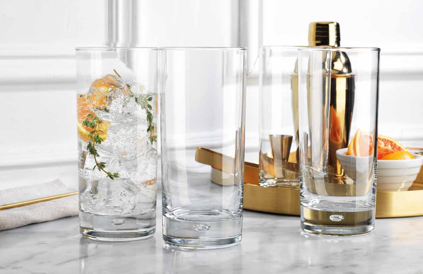 Highball Glasses Set Of 4, Tall Drinking Glasses 18oz Home Essentials & Beyond Beverage Water Glass Cups for Water, Juice, Cocktails. Bar Glasses. Dishwasher Safe.