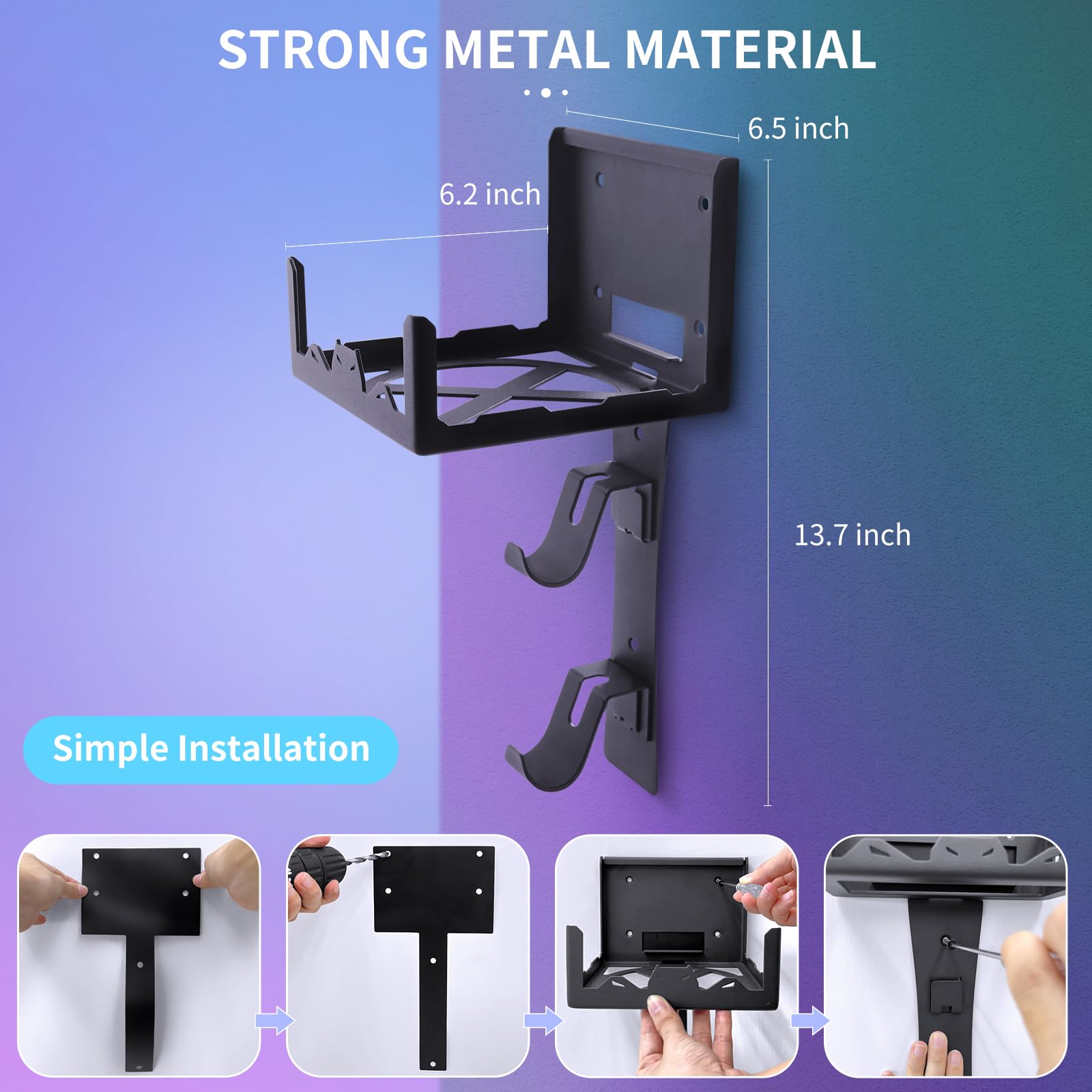 BracNova Wall Mount Kit for Xbox Series X-Steel Wall Mount Shelf Stand with Detachable Controller Holder and Headphone Hook-Safely Store Your Xbox X Console Near or Behind Your TV