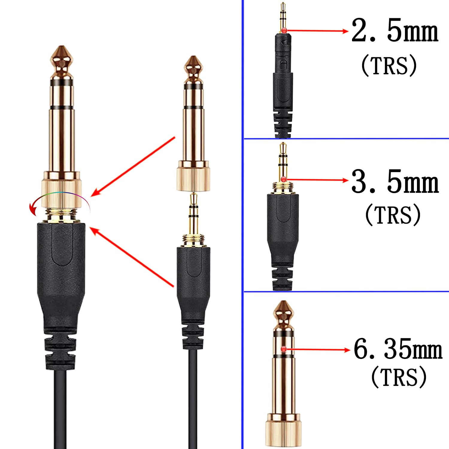 FAAEAL ATH-M50x Replacement Audio Cable,Coiled AUX Cord Compatible with Audio-Technica ATH-M40x M60x M70x Wired Headphones with 6.35mm (1/4") Adapter,14ft