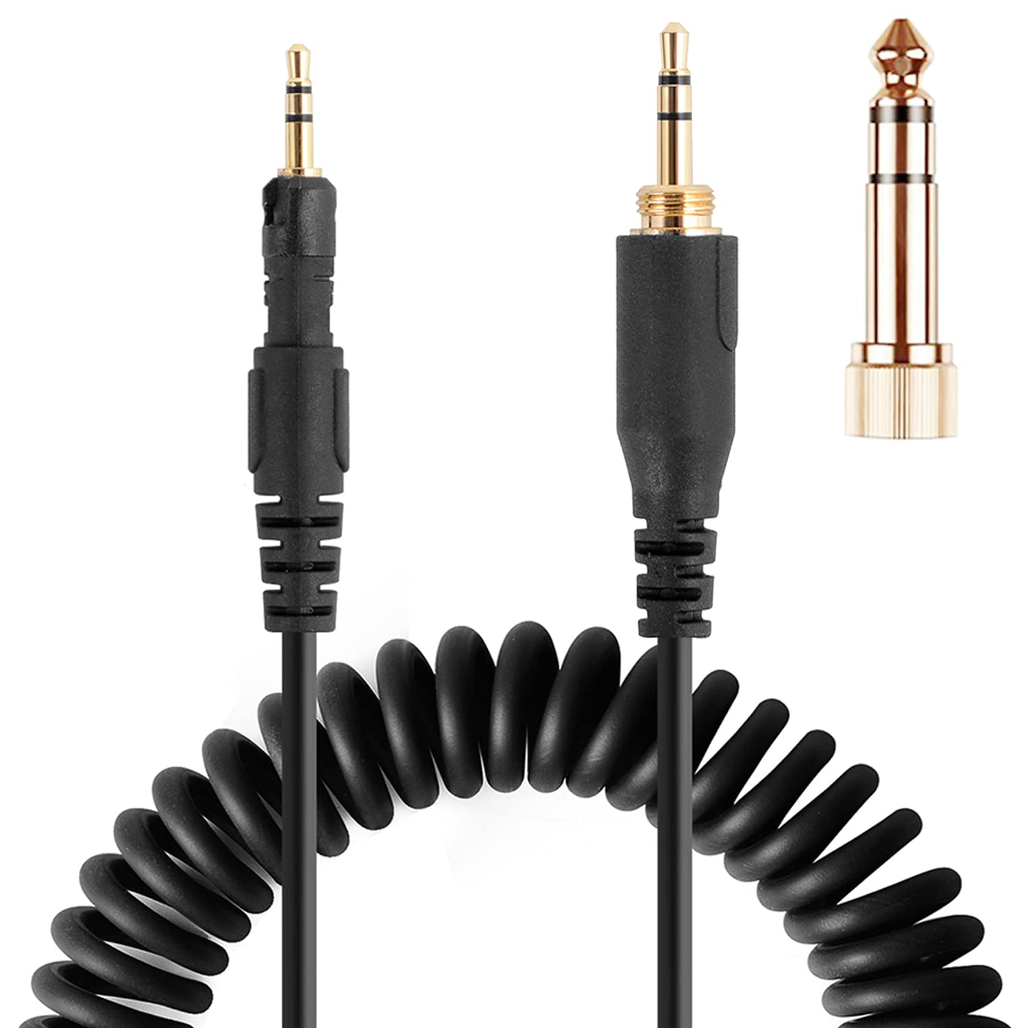 FAAEAL ATH-M50x Replacement Audio Cable,Coiled AUX Cord Compatible with Audio-Technica ATH-M40x M60x M70x Wired Headphones with 6.35mm (1/4") Adapter,14ft