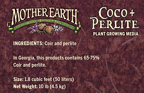 Mother Earth Coco + Perlite Mix - For Indoor and Outdoor Container Gardens, 70% Coconut Coir, Resists Compaction, 50 L