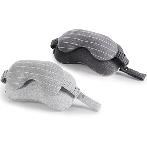 SPICLY Travel Pillow Travel Neck Pillow with Eye Mask Portable Head Neck Cushion Airplane Flight Sleep Rest Airplane Office Napping Sleeping Pillows (Color : Grey)