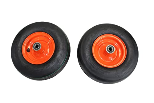 (Set of 2) 11x4.00-5 Tires & 5.25 Kubota Orange Wheels 4 Ply for Lawn & Garden Mower