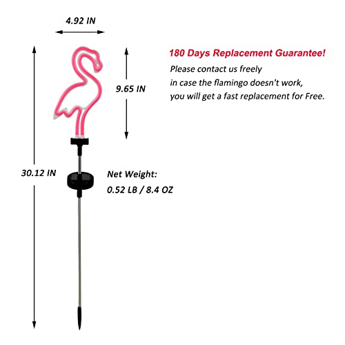 Pink Flamingo Solar Garden Stake Light, 1 Pack Outdoor Solar Pathway Light for Lawn Patio Yard Walkway, Neon Pink Lighting (30" Height)