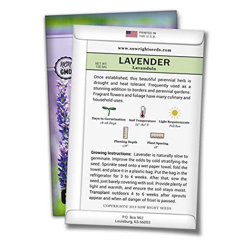 Sow Right Seeds - Herb Garden Seed Collection - Basil, Chives, Parsley, Cilantro, Oregano, Dill, Lavender, Marjoram, Sage & Thyme - Non GMO Heirloom - Instructions to Plant an Outdoor or Indoor Garden