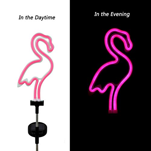 Pink Flamingo Solar Garden Stake Light, 1 Pack Outdoor Solar Pathway Light for Lawn Patio Yard Walkway, Neon Pink Lighting (30" Height)