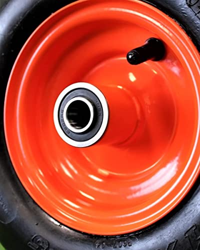 (Set of 2) 11x4.00-5 Tires & 5.25 Kubota Orange Wheels 4 Ply for Lawn & Garden Mower