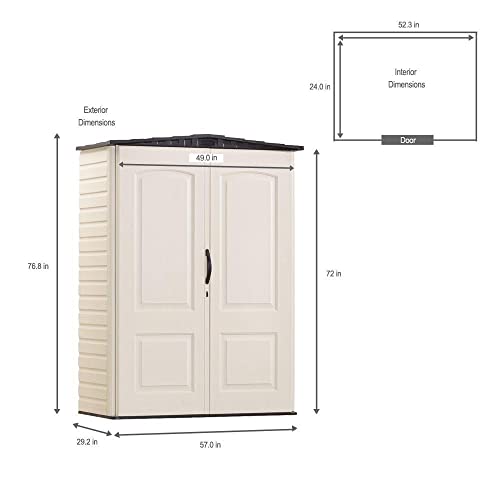 Rubbermaid Resin Weather Resistant Outdoor Storage Shed, 5 x 2 ft., Sandalwood/Onyx Roof, for Garden/Backyard/Home/Pool