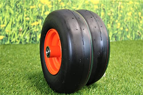 (Set of 2) 11x4.00-5 Tires & 5.25 Kubota Orange Wheels 4 Ply for Lawn & Garden Mower