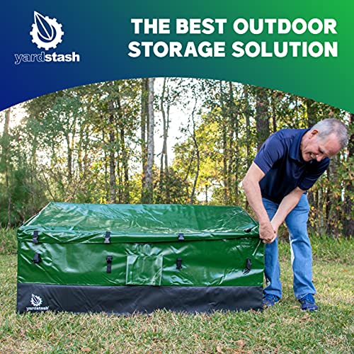 YardStash Outdoor Storage Box (Waterproof) - Heavy Duty, Portable, All Weather Tarpaulin Deck Box - Protects from Rain, Wind, Sun & Snow - Perfect for the Boat, Yard, Patio, or Camping β XL Green