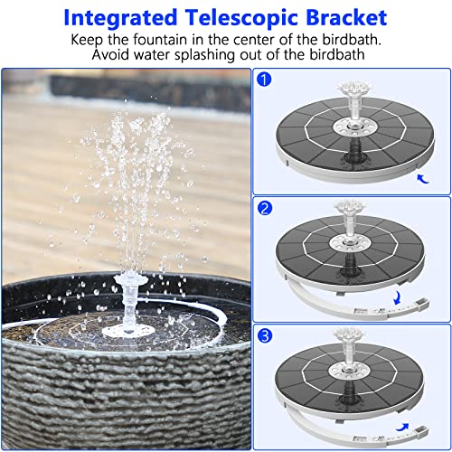 AISITIN 5.5W LED Solar Fountain Pump with LED Light, New Upgraded 3000mAh Storage Battery with 16 Nozzles Solar Bird Bath Fountains for Garden, Bird Bath, Pond, Swimming Pool