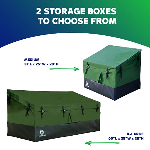 YardStash Outdoor Storage Box (Waterproof) - Heavy Duty, Portable, All Weather Tarpaulin Deck Box - Protects from Rain, Wind, Sun & Snow - Perfect for the Boat, Yard, Patio, or Camping β XL Green