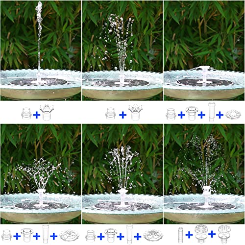 AISITIN 5.5W LED Solar Fountain Pump with LED Light, New Upgraded 3000mAh Storage Battery with 16 Nozzles Solar Bird Bath Fountains for Garden, Bird Bath, Pond, Swimming Pool
