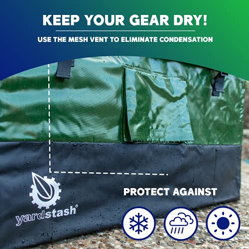 YardStash Outdoor Storage Box (Waterproof) - Heavy Duty, Portable, All Weather Tarpaulin Deck Box - Protects from Rain, Wind, Sun & Snow - Perfect for the Boat, Yard, Patio, or Camping β XL Green