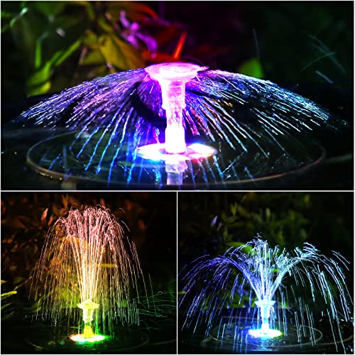 AISITIN 5.5W LED Solar Fountain Pump with LED Light, New Upgraded 3000mAh Storage Battery with 16 Nozzles Solar Bird Bath Fountains for Garden, Bird Bath, Pond, Swimming Pool