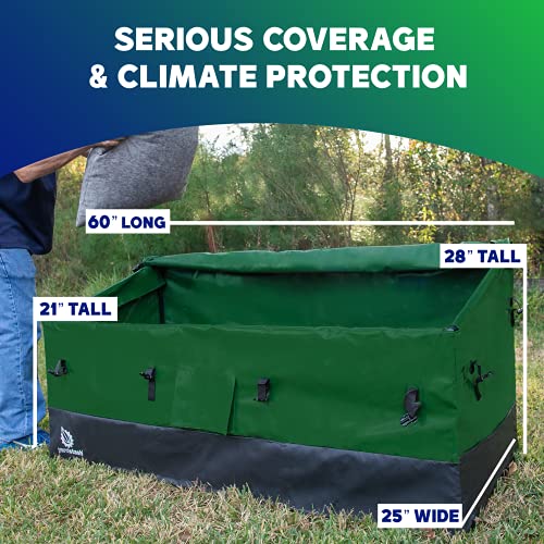 YardStash Outdoor Storage Box (Waterproof) - Heavy Duty, Portable, All Weather Tarpaulin Deck Box - Protects from Rain, Wind, Sun & Snow - Perfect for the Boat, Yard, Patio, or Camping β XL Green