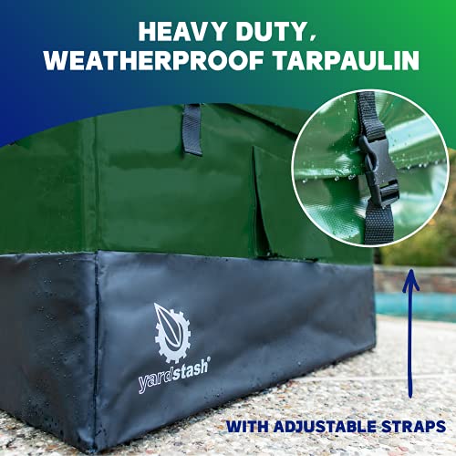 YardStash Outdoor Storage Box (Waterproof) - Heavy Duty, Portable, All Weather Tarpaulin Deck Box - Protects from Rain, Wind, Sun & Snow - Perfect for the Boat, Yard, Patio, or Camping β XL Green