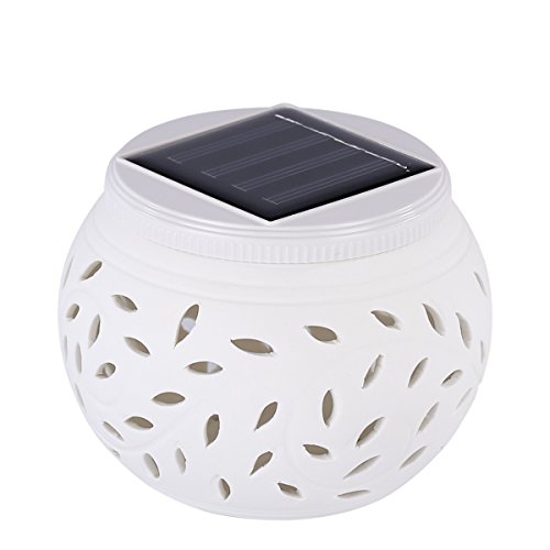 Solar Table Lamp, Waterproof Wireless Color Changing Ceramic Patio Lights, Garden Lights, Filigree Lights, for Home Party Yard Patio Outdoor Indoor Decoration Night Lamp
