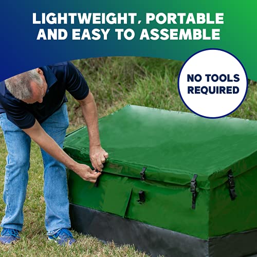 YardStash Outdoor Storage Box (Waterproof) - Heavy Duty, Portable, All Weather Tarpaulin Deck Box - Protects from Rain, Wind, Sun & Snow - Perfect for the Boat, Yard, Patio, or Camping β XL Green