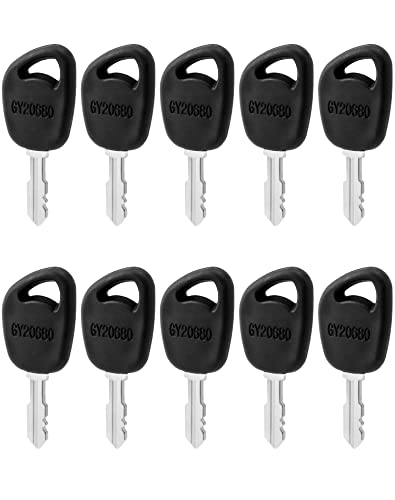 QWORK 10 Pieces Ignition Key GY20680 for Most Lawn Mowers and Lawn Tractors, Compatible with John Deere 100, D100, E100, G100, L100, LA100, LT, SST, X300, X500 and X700 Series