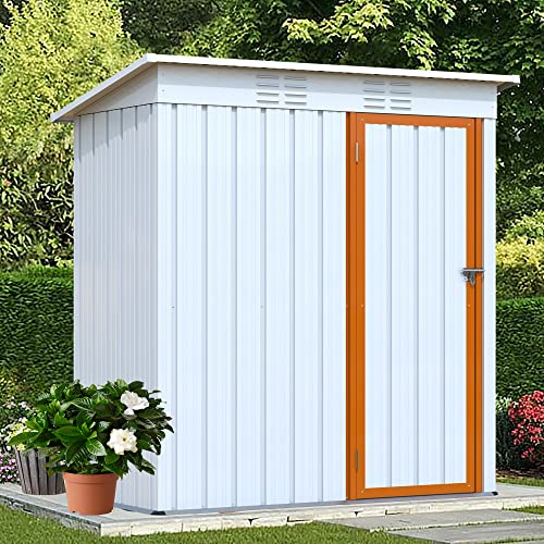 5 x 3 FT Galvanized Metal Garden Shed with Lock, Outdoor Metal Storage Shed for Backyard, Patio, Lawn
