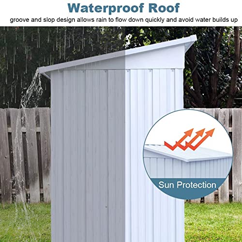 5 x 3 FT Galvanized Metal Garden Shed with Lock, Outdoor Metal Storage Shed for Backyard, Patio, Lawn