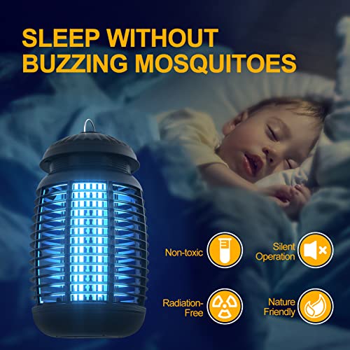Bug Zapper with Light Sensor, Electric Insect Killer Waterproof 4200V Mosquito Zapper Outdoor, Fly Trap for Home Backyard Garden Patio