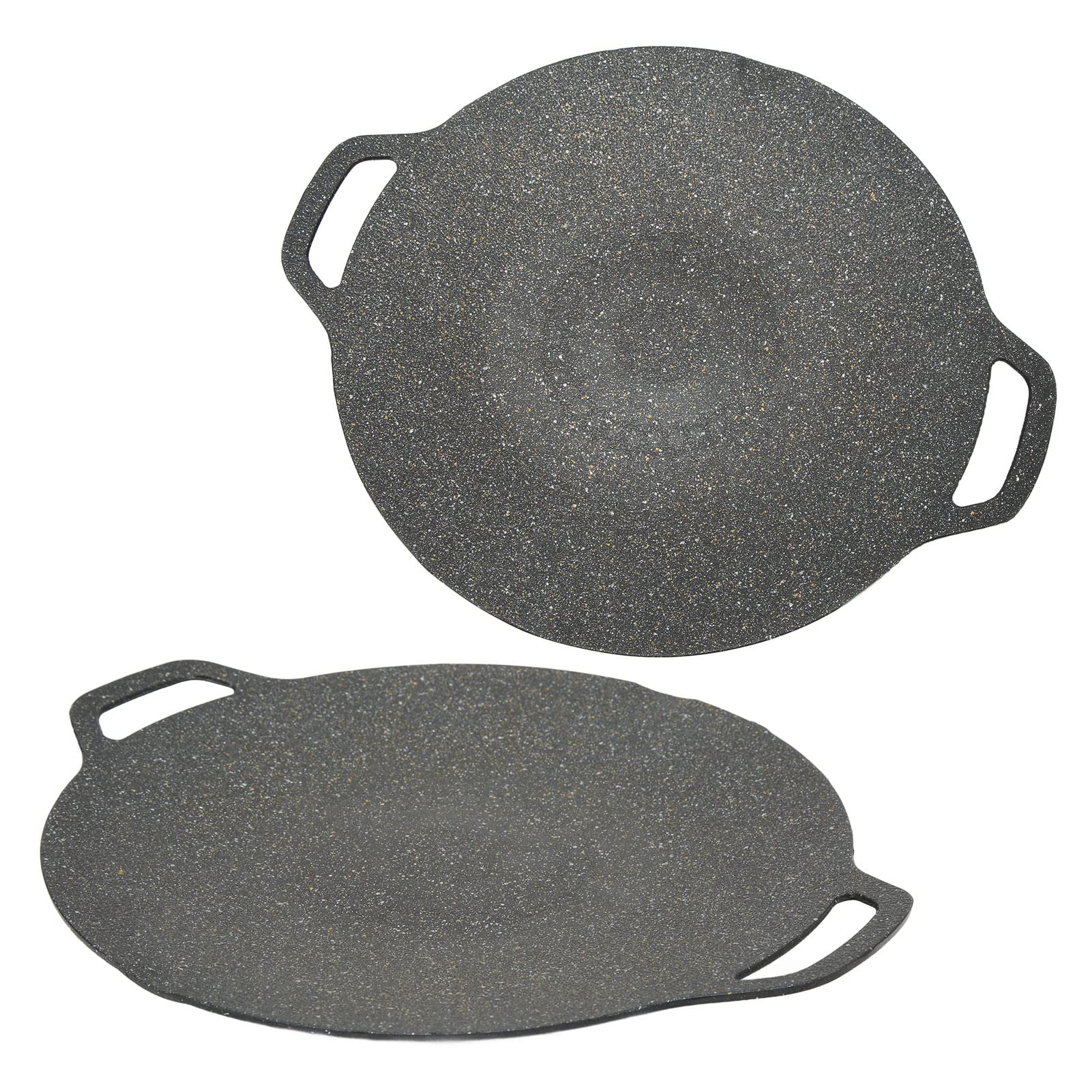 Korean BBQ Grill Pan, Round BBQ Griddle with Nonstick 6-Layer Coating, Aluminum Korean Grill Pan with Double Handles for Indoor or Outdoor Grilling Eggs Pancakes Steaks(30CM)
