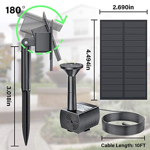 Biling Solar Water Fountain Pump Outdoor, Upgraded Solar Fountain Pond Pump Kit with Stake, Solar Powered Fountain Water Pump for Bird Bath, Garden, Backyard, Pool, Fish Tank