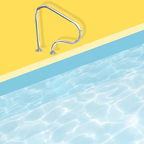 Antourlamm Pool Railing 31.5" X 31.5" Swimming Pool Handrail, 304 Stainless Steel, 3-Bend Pool Stair Rail Garden Backyard Water Parks, with Complete Mounting Accessories