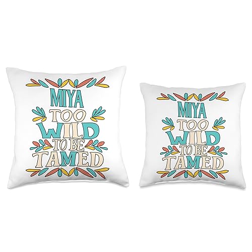 Wildflower Gift For Women Gift For MIYA Cute Retro Girls Wildflower Miya Name Throw Pillow, 16x16, Multicolor
