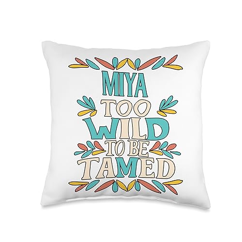 Wildflower Gift For Women Gift For MIYA Cute Retro Girls Wildflower Miya Name Throw Pillow, 16x16, Multicolor