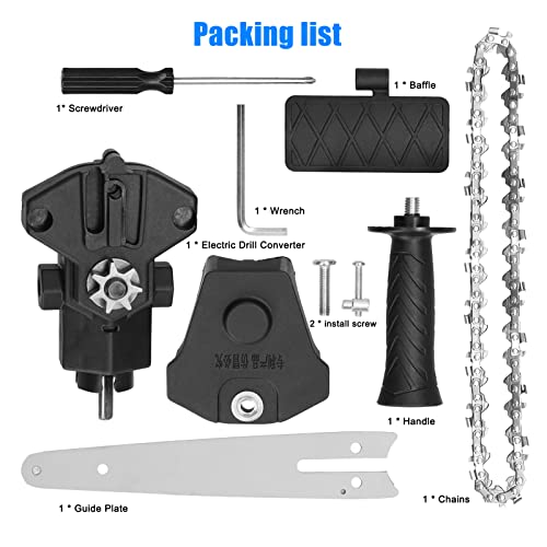 Weytoll Electric Drill Chainsaw, 6 Inch Electric Drill Modified To Electric Chainsaw Drill Attachment, Chain Saw Drill Attachment with Wrench and Chain, for 6-13mm Three-jaw Collet Drill