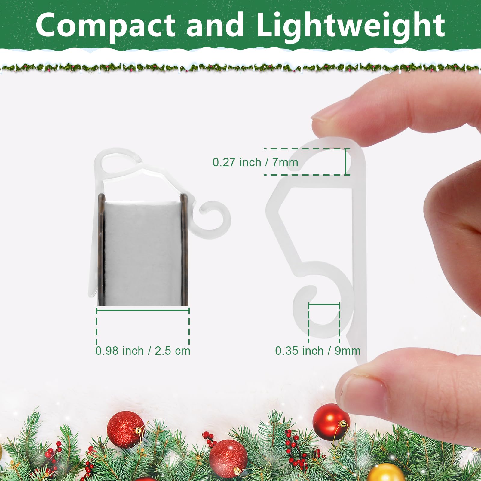 Coideal Christmas Light Clips Outdoor - 200 Pcs White Plastic Gutter Hooks Xmas Light Hangers