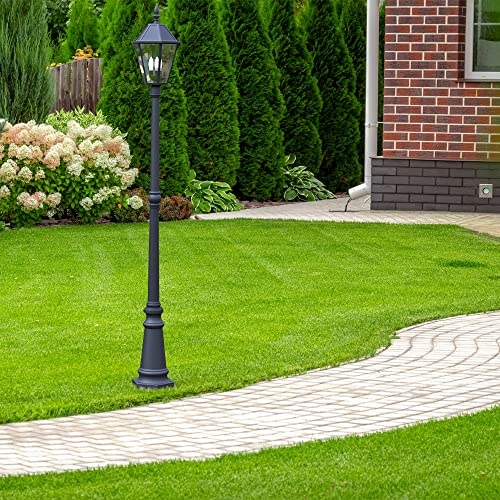 LUTEC London 12513LE4-SL LED Post Solar Light Outdoor Vintage Street Lights for Lawn Patio Yard Pathway Garden