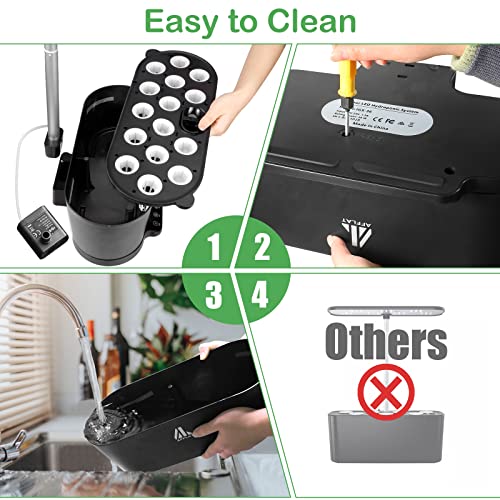 WiFi Smart Garden with 15 Pods,Hydroponic Growing System with Alert and App,Indoor Herb Garden with 30.31 Inches Adjustable Height,Automatic Cycle Timer,Hydroponic Herb Garden Kit for Family Kitchen