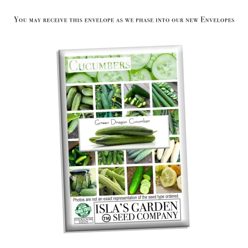 "Green Dragon" Cucumber Seeds for Planting, 50+ Heirloom Seeds Per Packet, (Isla's Garden Seeds), Non GMO Seeds, Botanical Name: Cucumis sativus, 90% Germination Rate