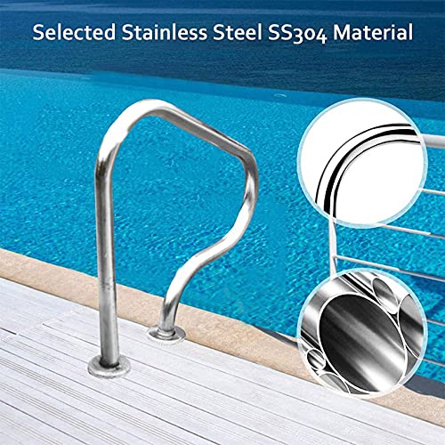 BTZHY Swimming Pool Handrails, 304 Stainless Steel Spa Handrail, Pool Rail w/Breathable Armrest Cover for Garden Backyard Pools Easy to Install (1PCS)