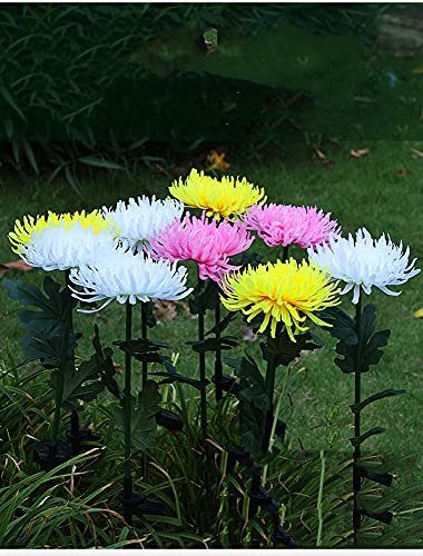 XinCanKun 4 Pack Outdoor Solar Lights, Solar Garden Lights with 4 Bigger Chrysanthemum Flowers, Waterproof Outdoor Lights - Bigger Solar Panel for Garden Patio Yard Pathway (4 Pack White)