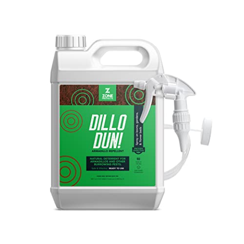 Zone Protects Dillo Dun! Armadillo Repellent Spray. Stop Armadillos from Digging in Your Yard, Gardens and Flower Beds. Natural Armadillo Repellent Liquid Spray
