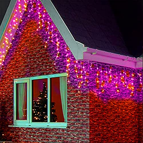 Dazzle Bright 8.5 FT 150 Count Mini Icicle Lights, Halloween Decorations for Indoor Outdoor Home Garden Holiday Party (Purple & Orange)
