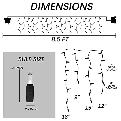 Dazzle Bright 8.5 FT 150 Count Mini Icicle Lights, Halloween Decorations for Indoor Outdoor Home Garden Holiday Party (Purple & Orange)