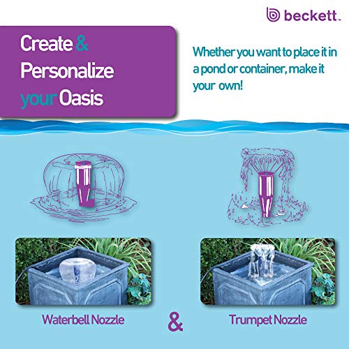 Beckett Corporation CGFK60 Submersible Pump and Container Kit Ideal for Mini Fountains, Water Gardens, and Bird Baths, Black