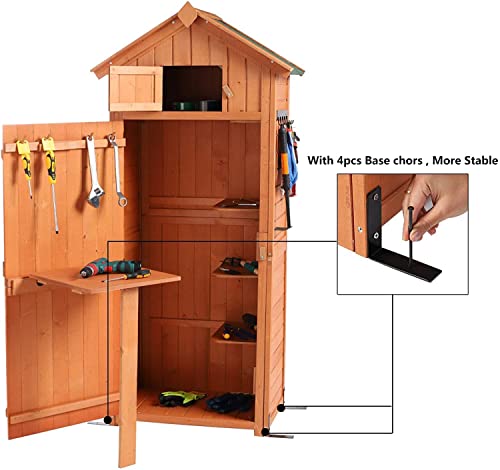 B BAIJIAWEI Outdoor Storage Shed - Waterproof Garden Storage Cabinet with Lockable Doors - Utility Tool Storage Organizer for Backyard, Patio, Garden Deck (Wood)