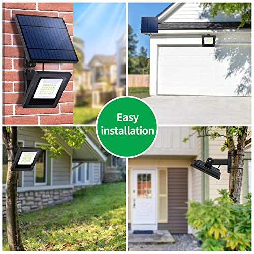Solar Lights Outdoor Solar Flood Lights IP65 Waterproof Dusk to Dawn Lights Auto On/Off Bright White Solar Security Lights with 16.4Ft Cable for Front Door Barn Garden Garage Pathway Yard Patio Pool
