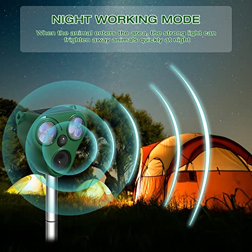 Umila Solar Animal Repeller, Ultrasonic Repellent, Motion Detection, LED Flashing Light, Dog, Cat Repellent, Squirrel, Raccoon, Skunk, Rabbit, Rodent, Fox, Deer