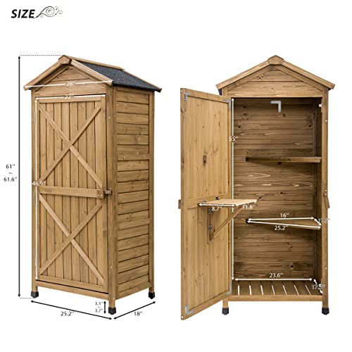 Outdoor Storage Shed,5.1Ft x 2.1Ft Wood Storage Sheds Tool Sheds,Outside Vertical Shed for Patio Garden,Yard,Backyard,Natural